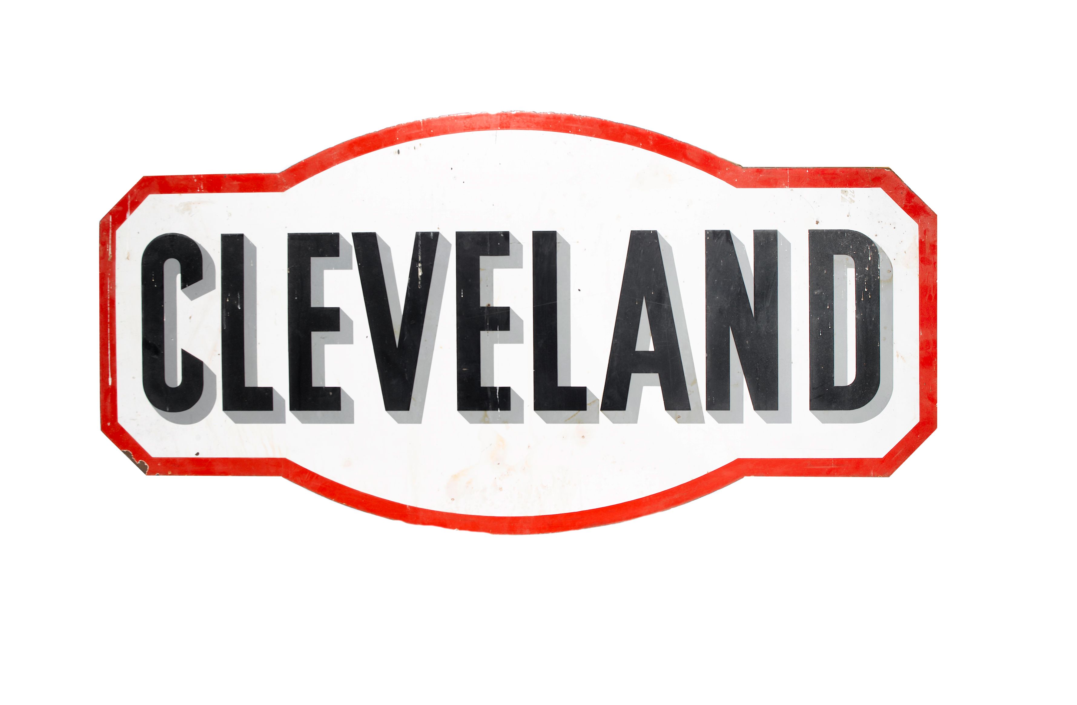 Bonhams Cars : A Cleveland shaped enamel sign,