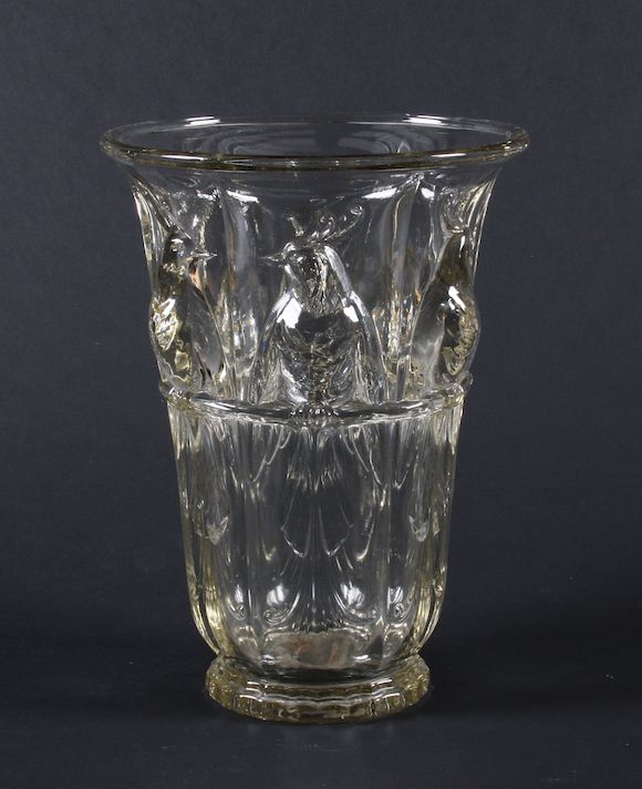 Bonhams : A Verlux moulded glass vase