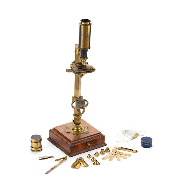 Bonhams : A brass compound monocular microscope, English, late 18th ...