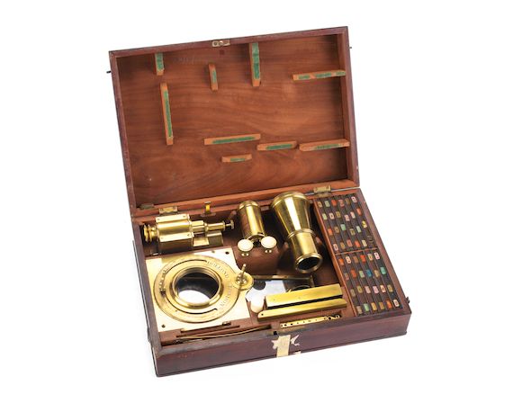 Bonhams : A fine Dollond brass solar microscope, English, circa 1800,