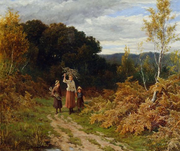 Bonhams : Edward Holmes (British, active 1841-1891) Gathering firewood