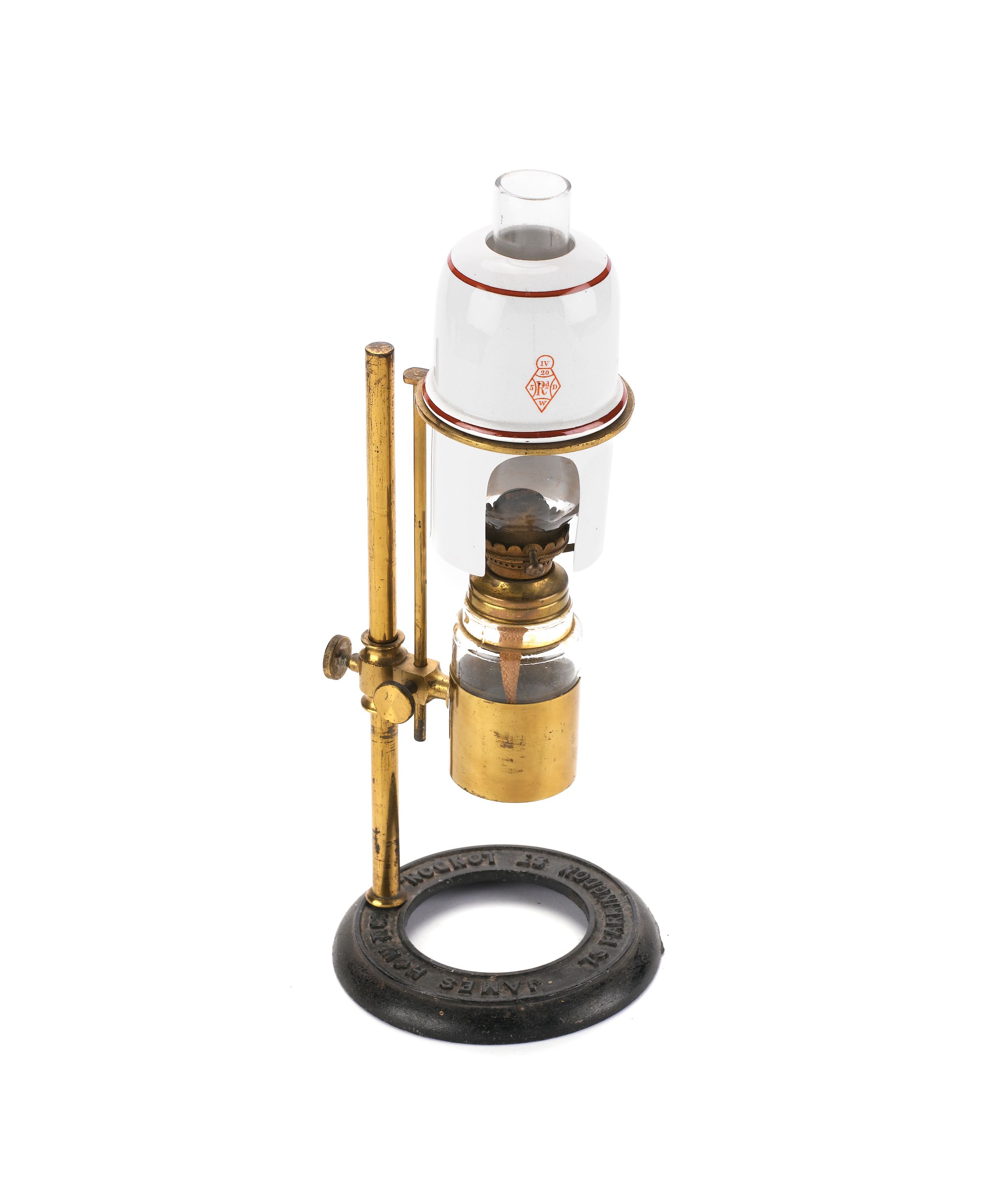 Bonhams : A James Howe microscope bench oil lamp, English, circa 1880,