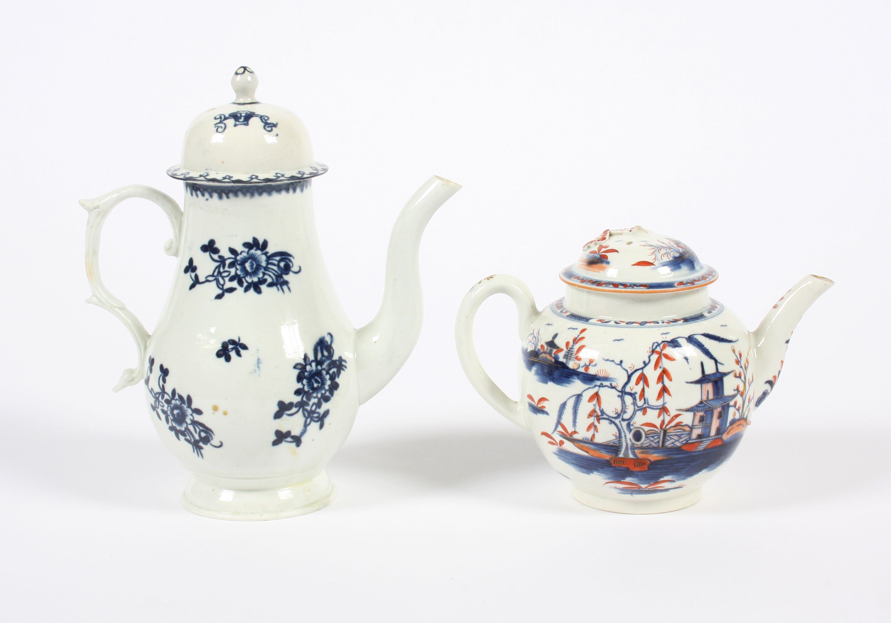 Bonhams : A Liverpool coffee pot and a Worcester teapot, with matched ...