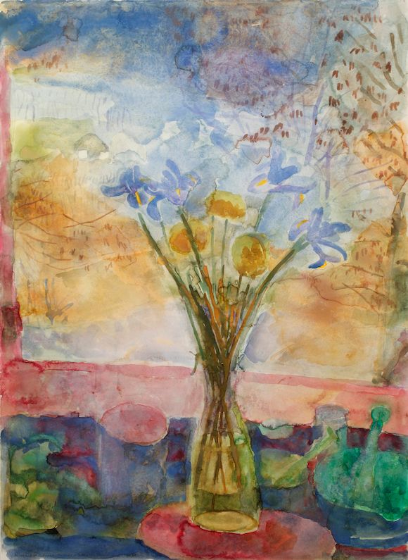 Bonhams : Norman Adams, R.A. (British, 1927-2005) Irises and other Flowers