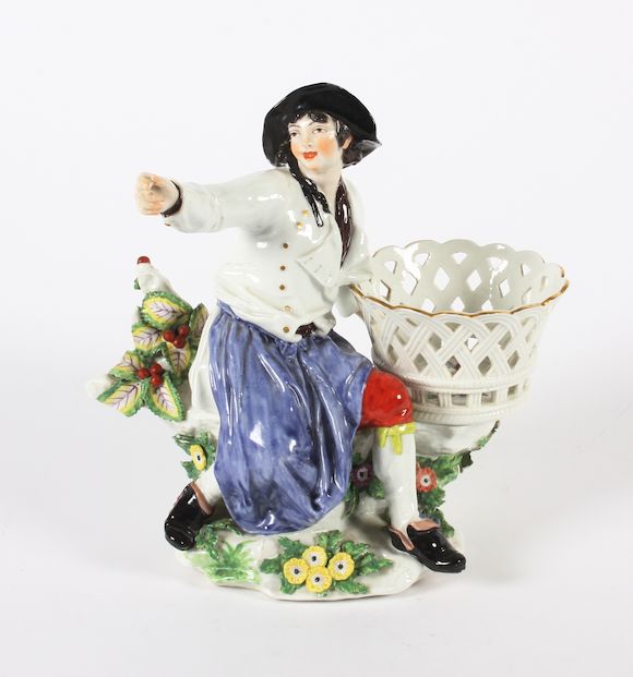 Bonhams : A Samson Chelsea-style figure of a gardener Mid 19th Century.