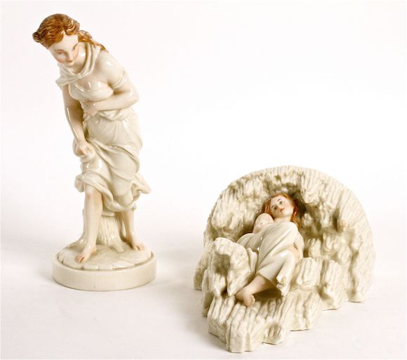 Bonhams : A Royal Worcester wall bracket 'Winter' and a figure 'Against ...