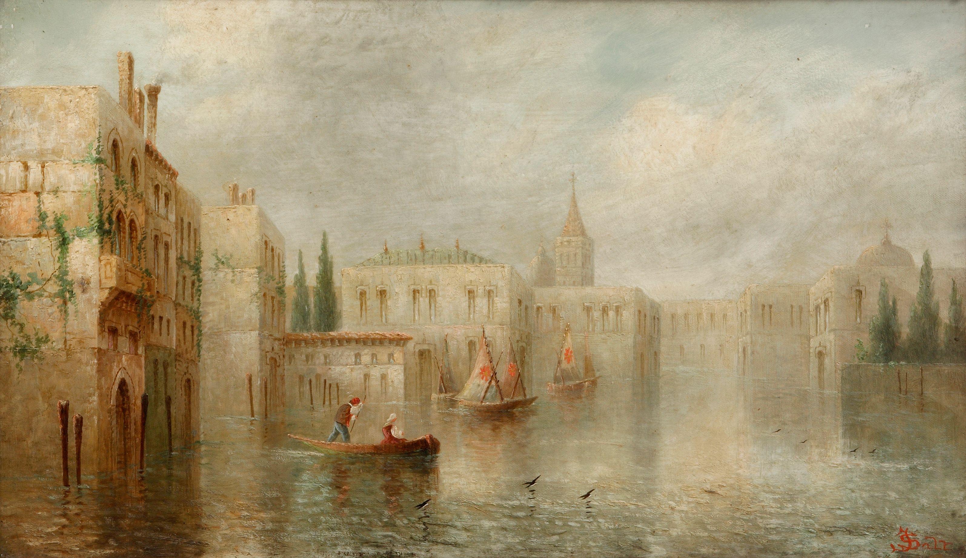 Bonhams : James Salt (British, 1850-1903) Venetian canal scene