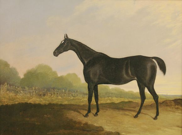 Bonhams : Edwin Cooper (British, 1785-1833) A black horse with white ...