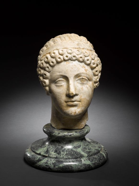 Bonhams : A marble female head