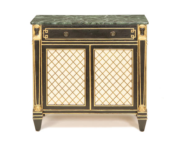 Bonhams A Regency Ebonised And Parcel Gilt Side Cabinet