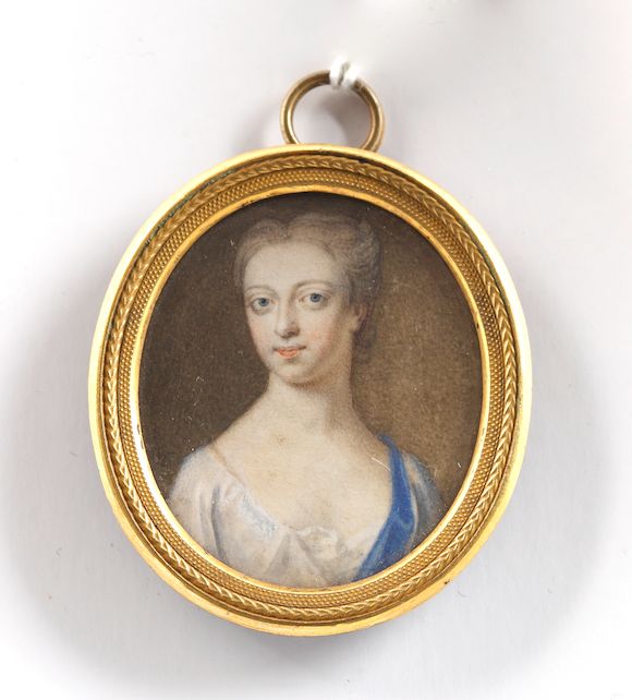 Bonhams : After Charles Boit A Lady, wearing white robe and blue mantle ...