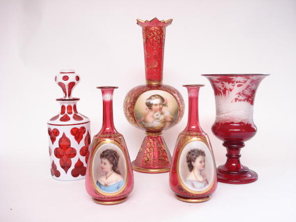 Bonhams A Bohemian Ruby Flashed Glass Vase 19th Century