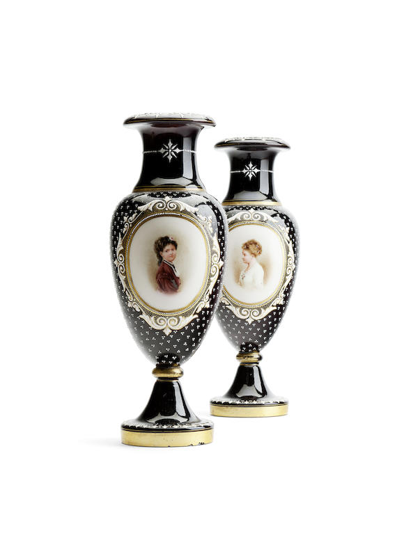 Bonhams A Pair Of Bohemian Glass Overlay Vases Late 19th Century