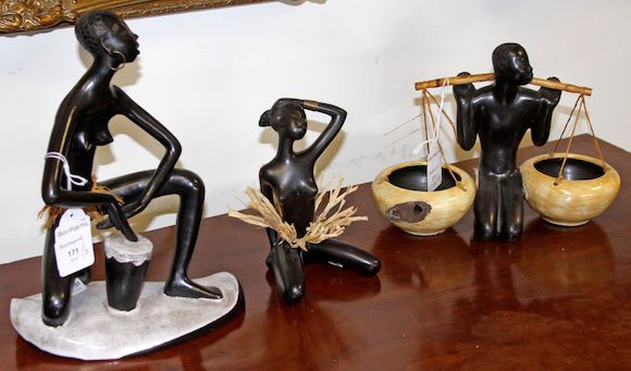 Bonhams : A collection of three Anzengruber ceramic African native ...