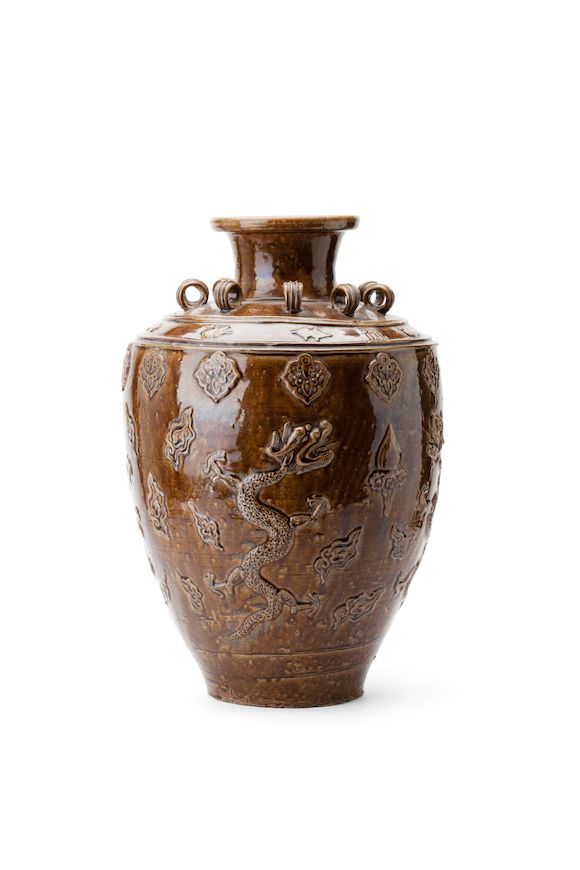 Bonhams : A large brown glazed martaban Borneo/Sarawah island, 16th century