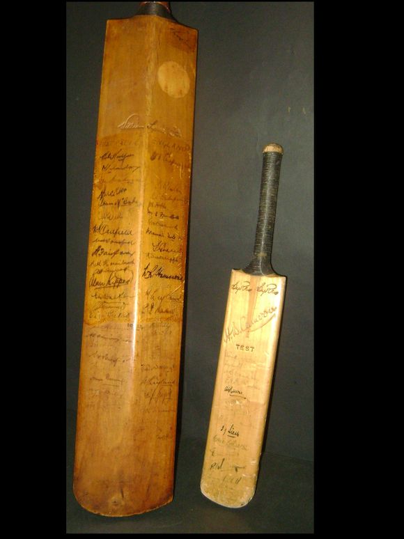 Bonhams : 1934 Australia/England hand signed bat and a 1930's hand ...