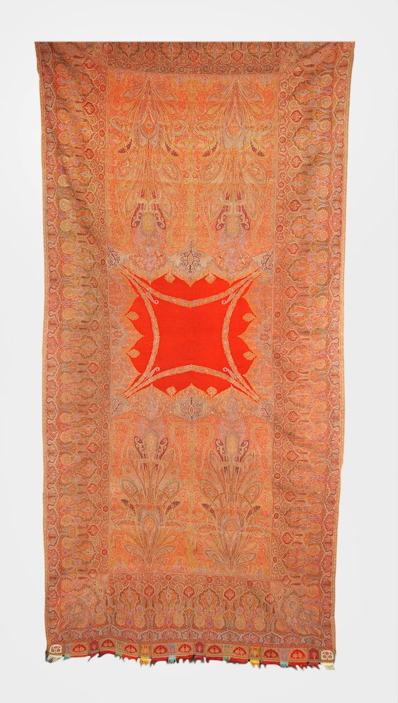 Bonhams : A fine woven wool Shoulder Mantle Shawl Kashmir, circa 1870