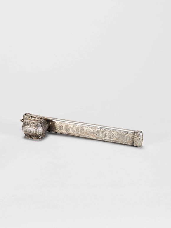 Bonhams : A signed Ottoman silver scribe's Pencase (divit) Turkey ...