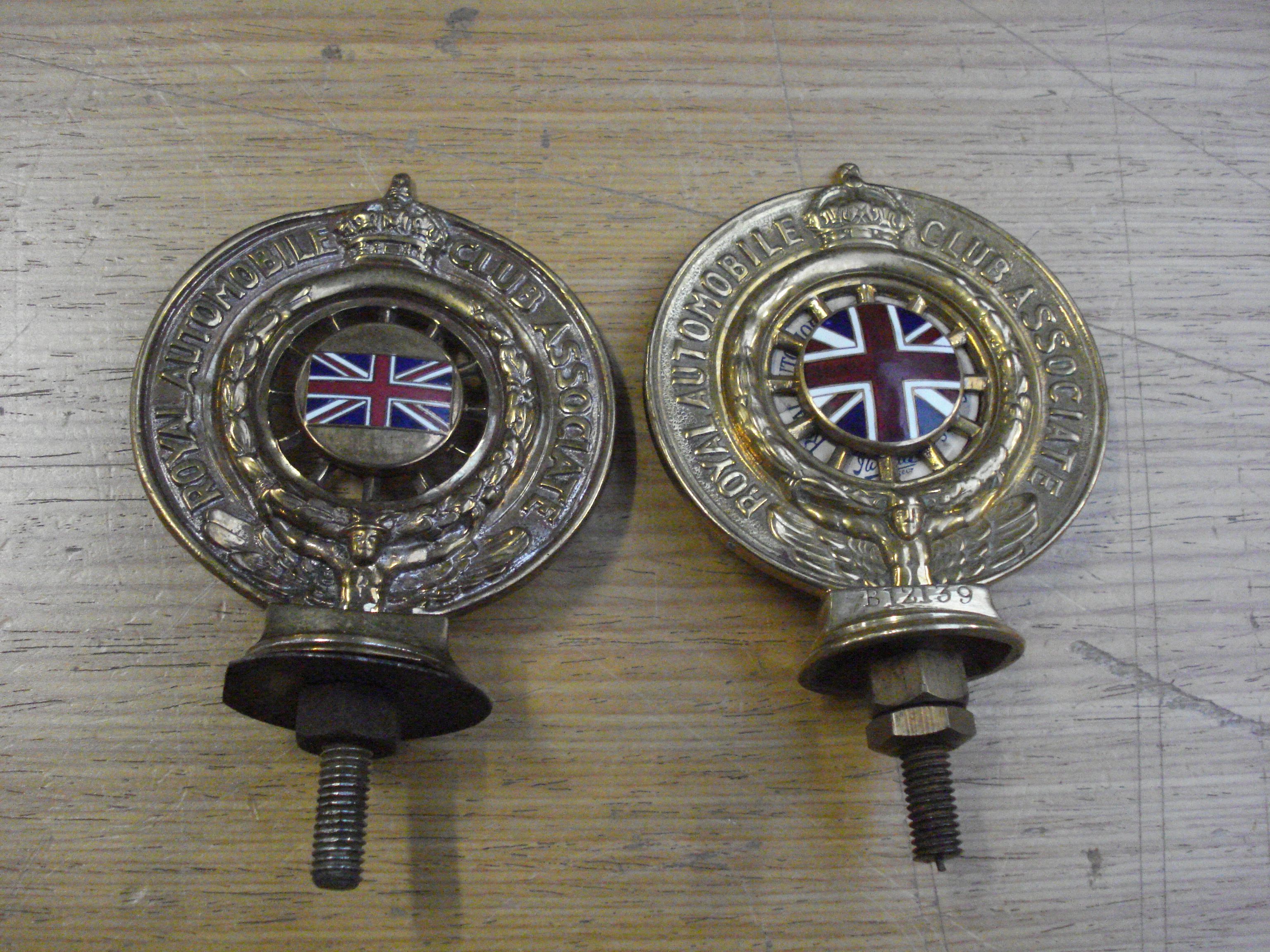 Bonhams Cars : Two RAC Associate badges,