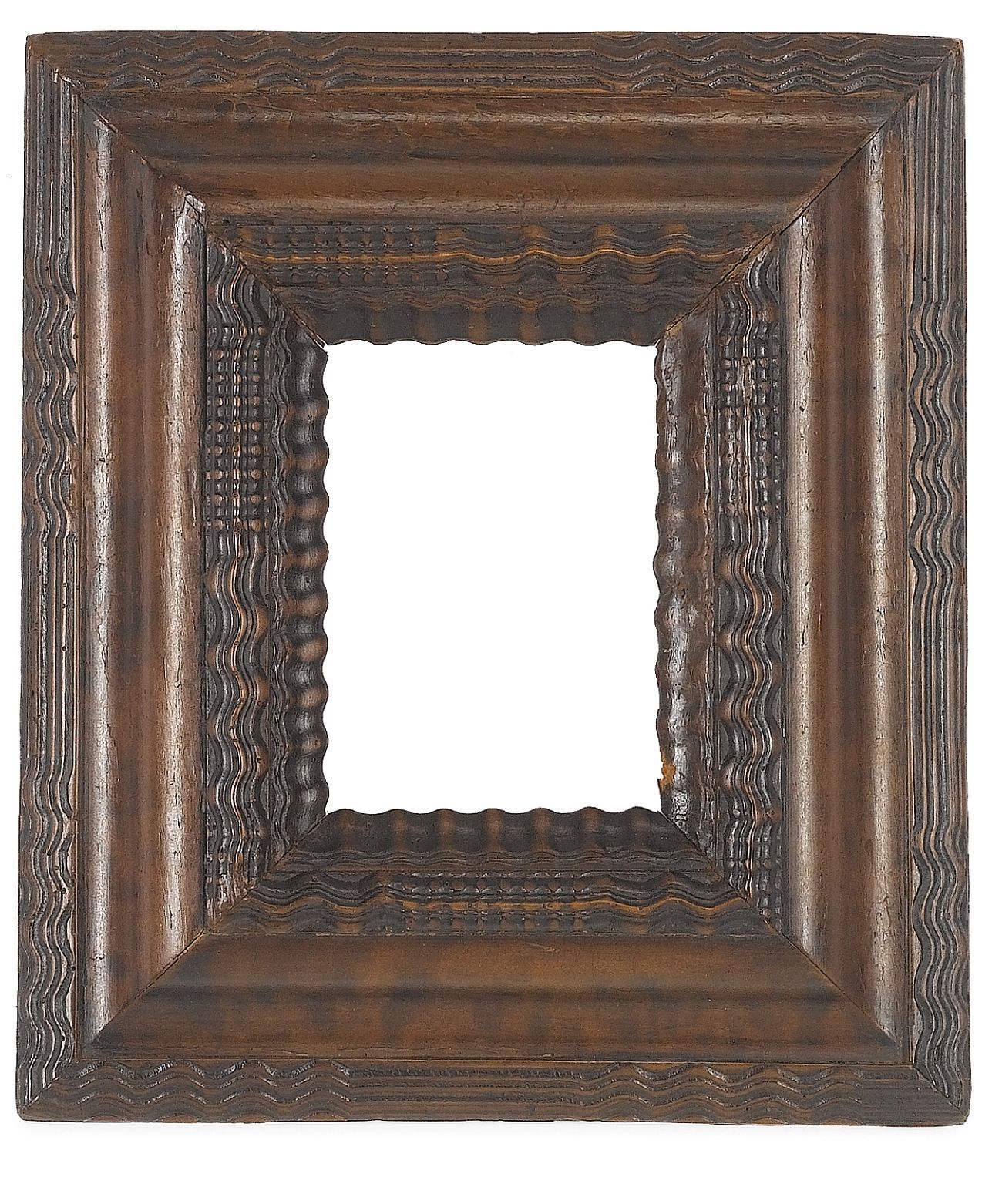 Bonhams : A Dutch 17th Century carved walnut ripple moulding frame