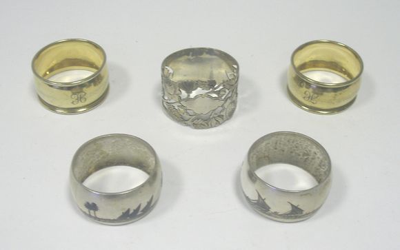 Bonhams : A collection of seventeen silver napkin rings, and other ...