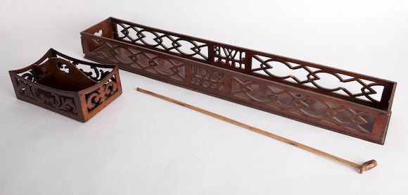Bonhams : A mahogany and fretwork pipe tray
