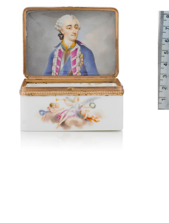 Bonhams : A Meissen gold-mounted rectangular snuff box with a portrait ...