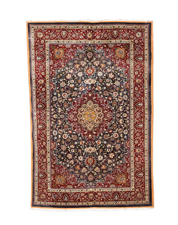 Bonhams : A Saber Mashed carpet, North East Persia, circa 1940, 303cm x ...