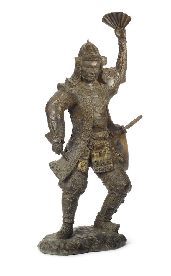Bonhams : A large bronze figure of a warrior Meiji Period