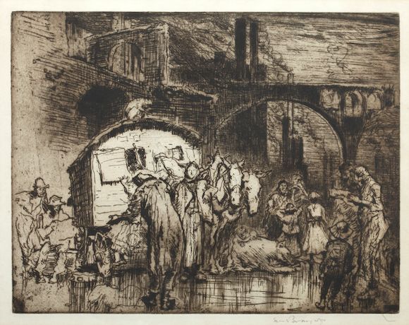 Bonhams : Sir Frank Brangwyn, R.A. (British, 1867-1956) 'The Caravan, Albi'