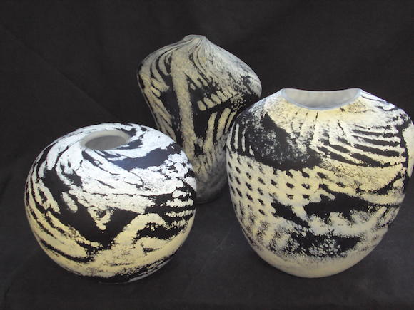 Bonhams Three Modern Coloured Glass Vases