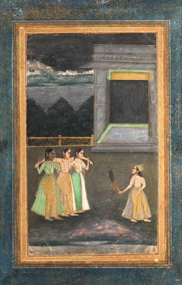 Bonhams : A reluctant maiden being led by two female companions across ...