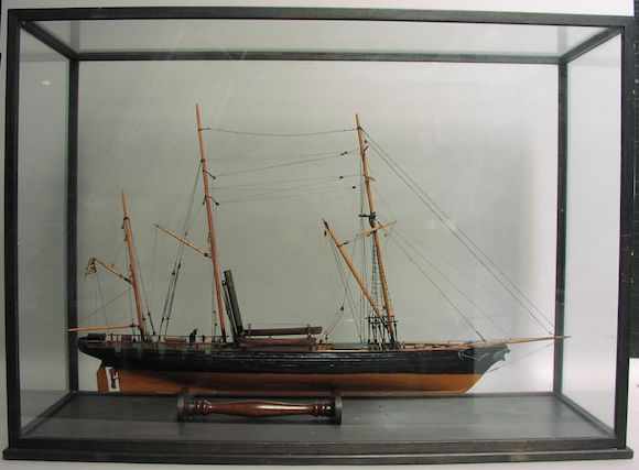 Bonhams : A 19th century cased model of an auxiliary schooner rigged ...