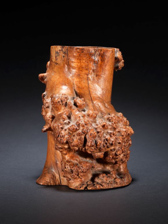 Bonhams : A rootwood brush pot, bitong 18th/19th century