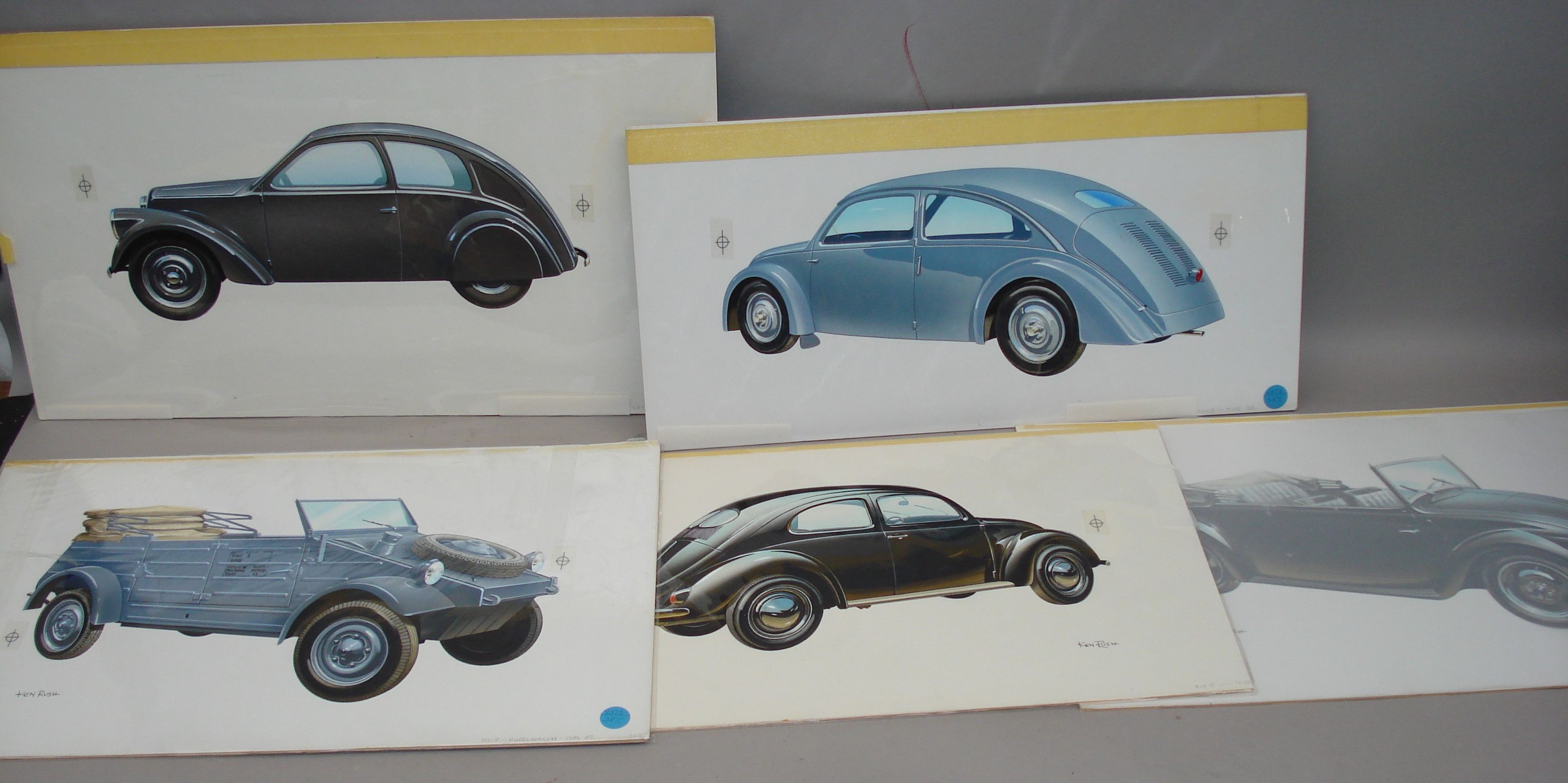 Bonhams Cars : A lot of drawings by Ken Rush depicting early Volkswagen ...