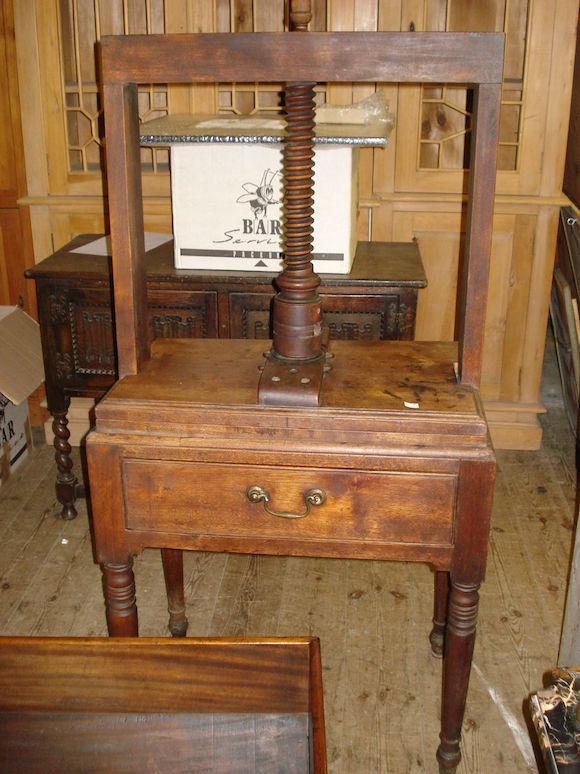 Bonhams : A 19th Century Skrew press linen press, mahogany