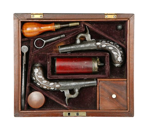 Bonhams : A Fine Cased Pair Of 70-Bore Rifled Percussion Box-Lock ...