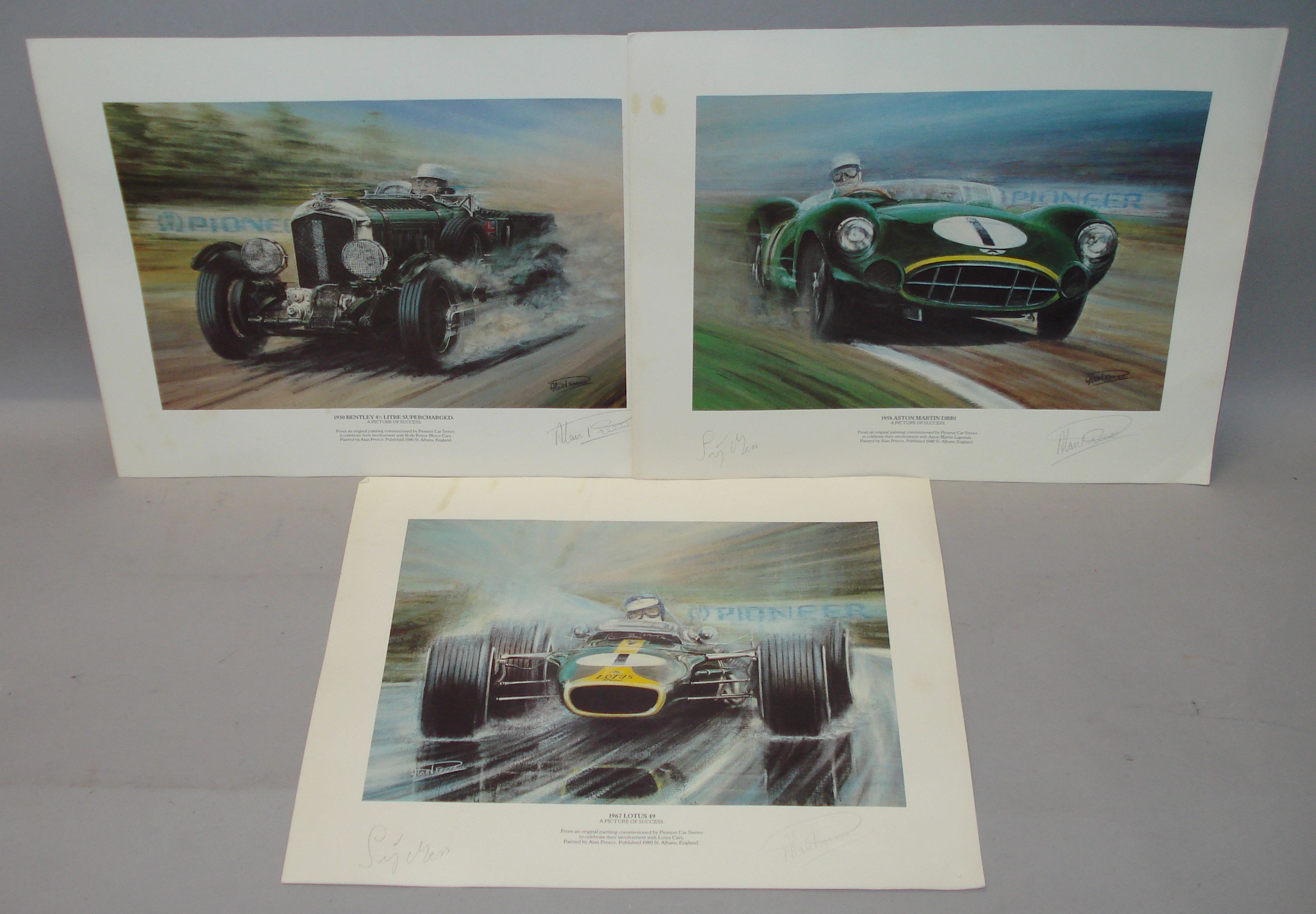 Bonhams Cars : Three signed motorsport prints,