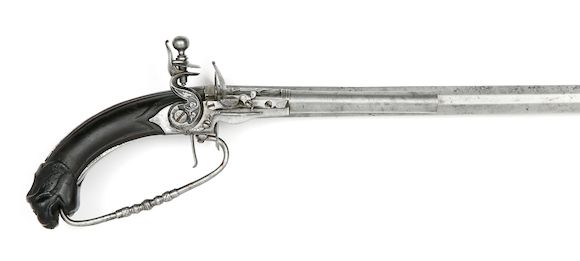 Bonhams : A Rare Bavarian Combined Hunting Sword And Flintlock Pistol