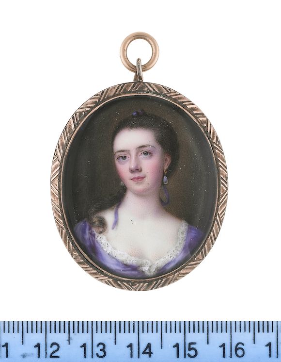 Bonhams : Nathaniel Hone (Irish, 1718-1784) A Lady, wearing violet ...