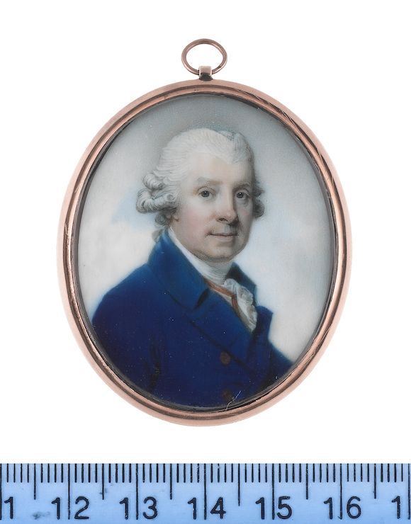 Bonhams : Richard Crosse (British, 1742-1810) A Gentleman, wearing blue ...