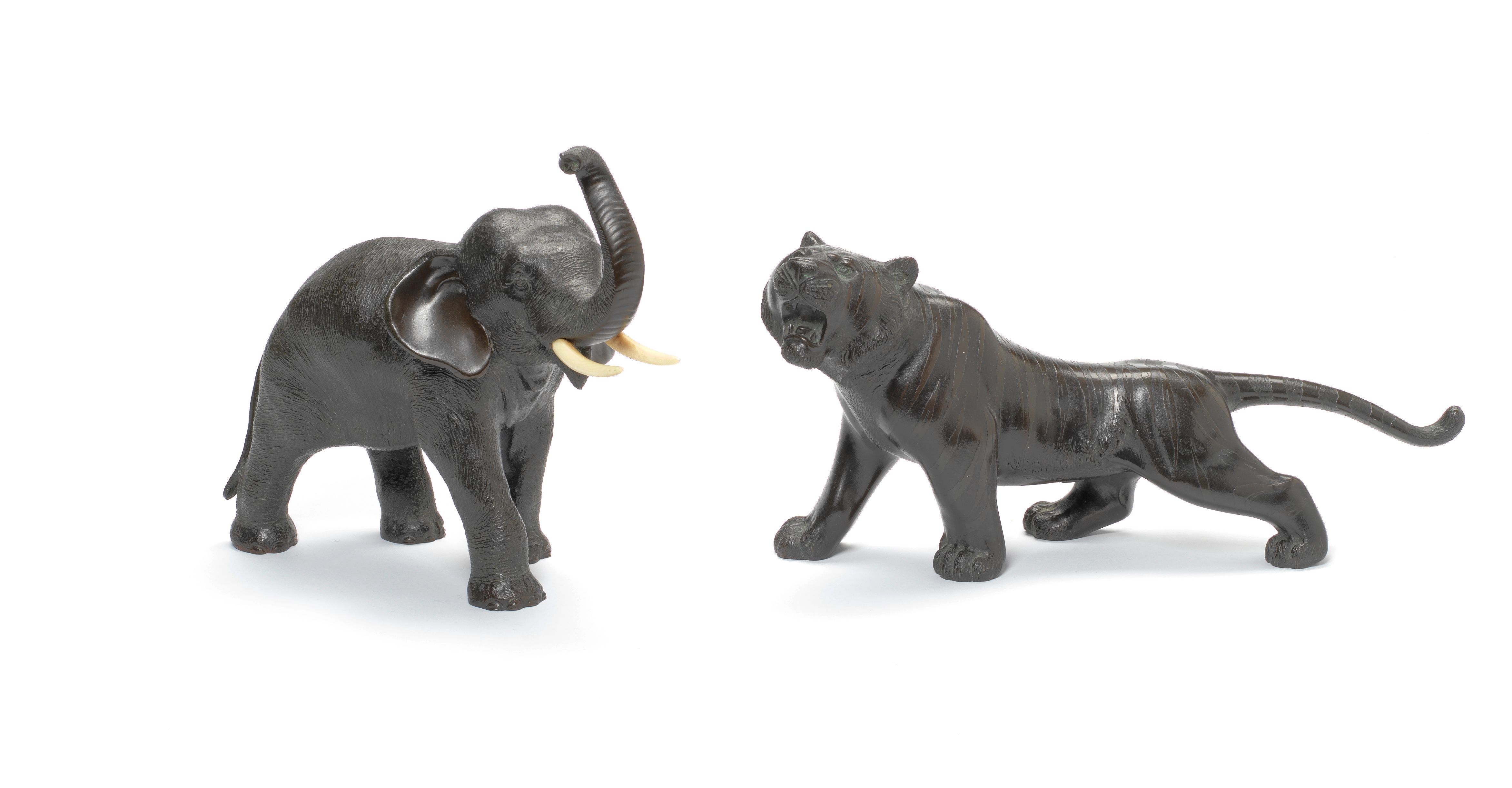Bonhams : Two bronze okimono of animals By Genryusai Seiya, Meiji Period
