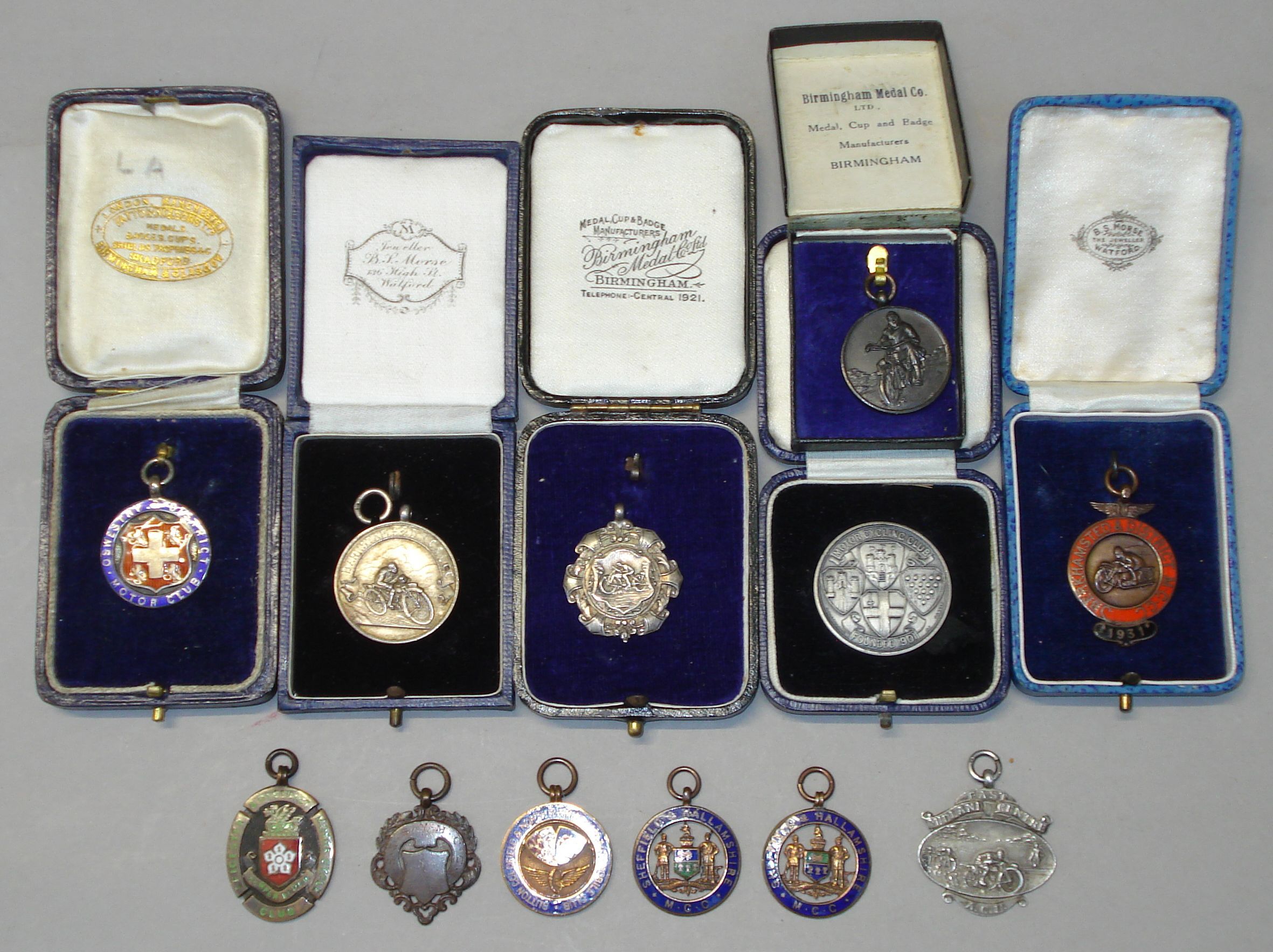 Bonhams Cars : Ten 1920s Motorcycling Club awards and medals,