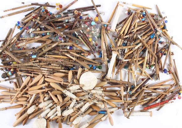 Bonhams : A large group of 19th and 20th century wooden bobbins