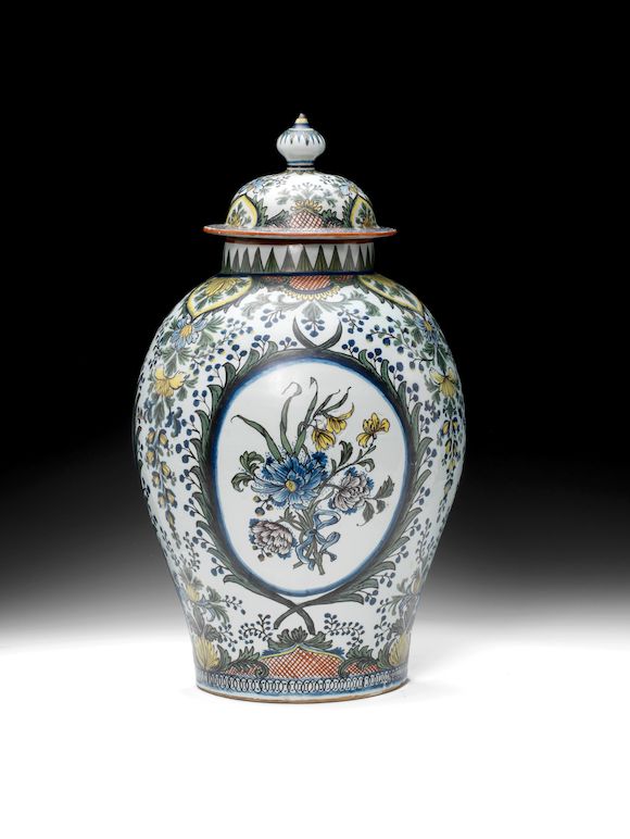Bonhams : An impressive delftware vase and cover, circa 1770-80