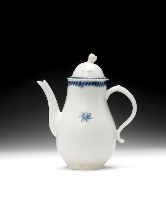 Bonhams : An early Caughley coffee pot and cover, circa 1772-75