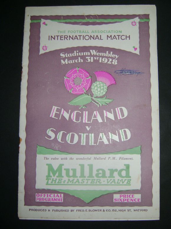 Bonhams : 1928 England v Scotland programme