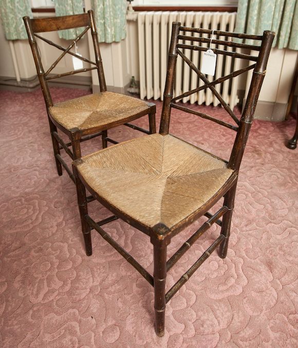 Bonhams : A set of four simulated bamboo chairs