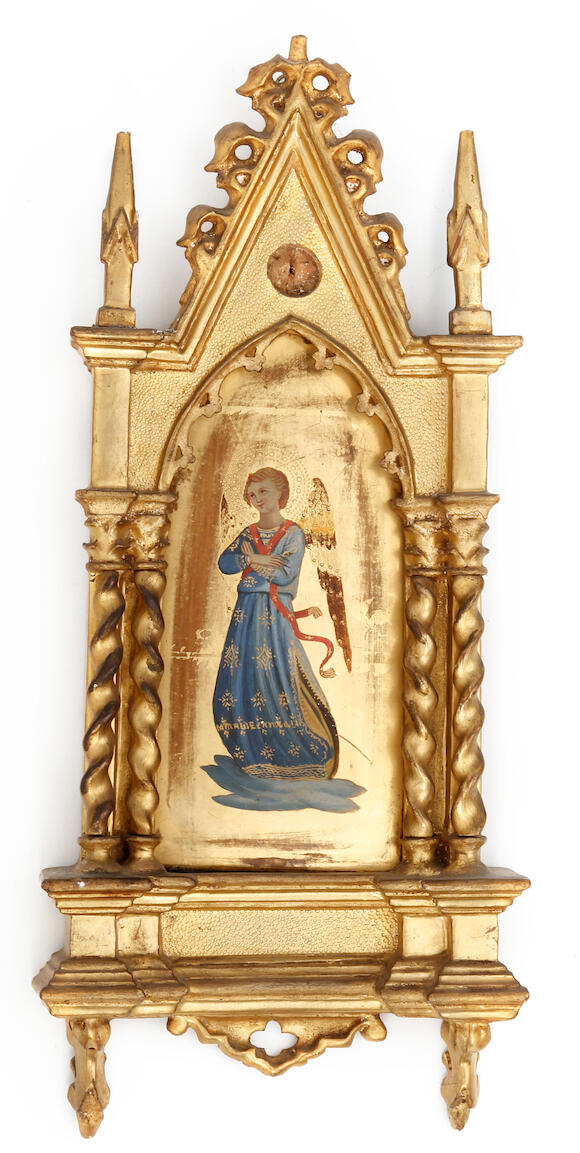 Bonhams : Two early Renaissance-style giltwood wall niches painted with angels 19th Century