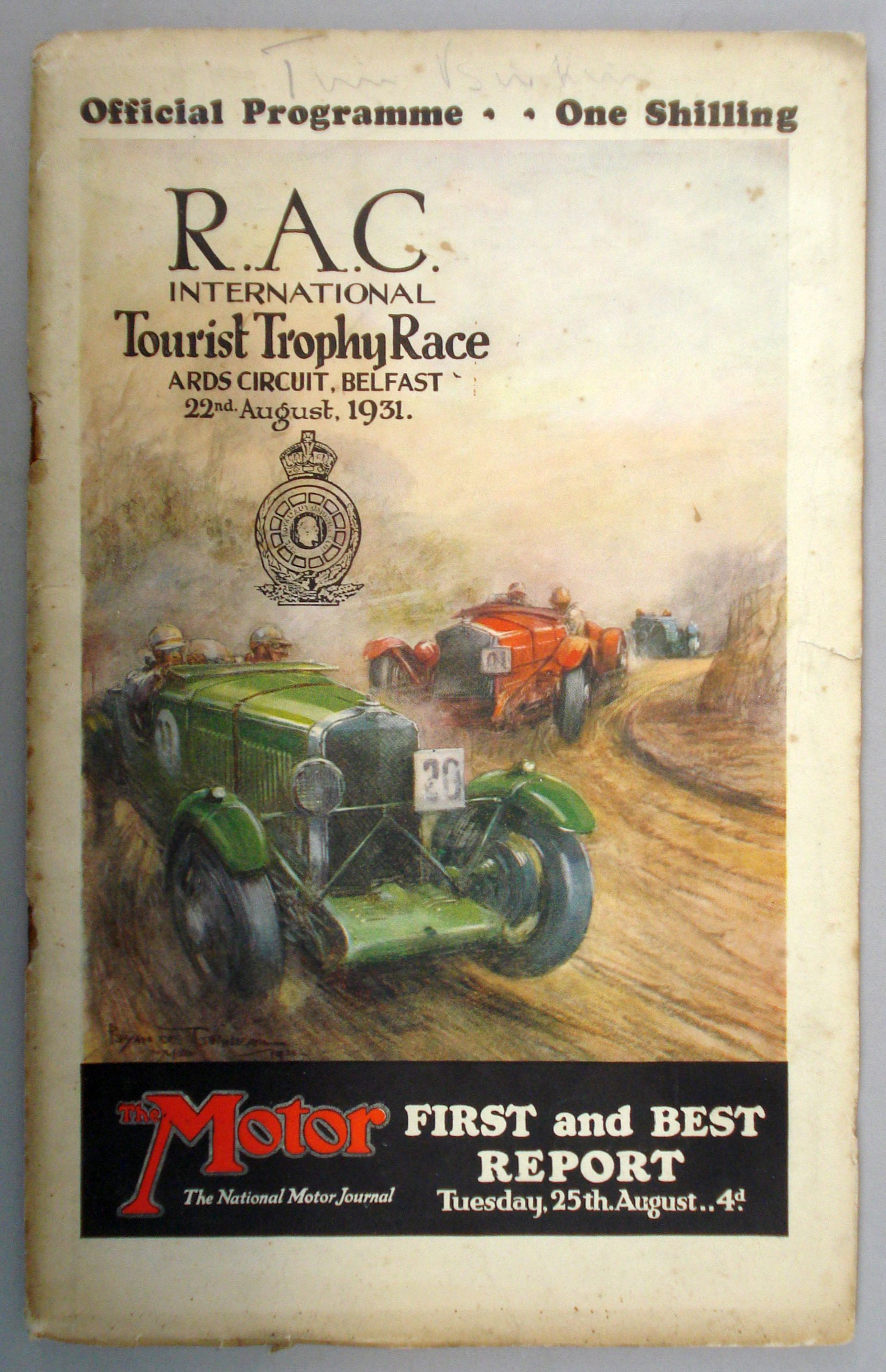 Bonhams Cars : A programme for the 1931 Ards TT signed by Tim Birkin,